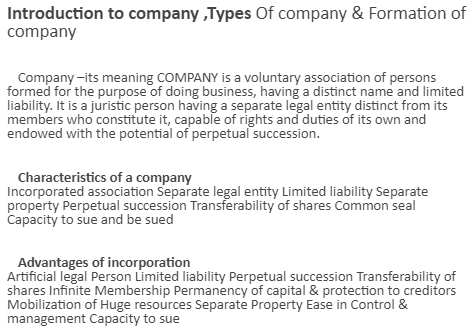 Study Notes - Company, Types, Formation - Mangalam Placement