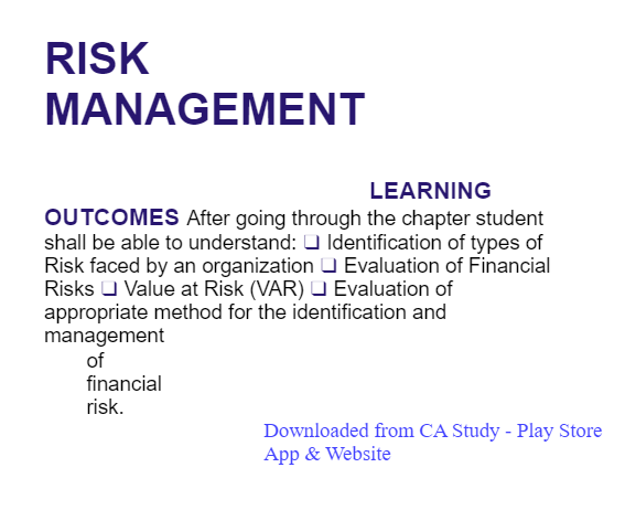 Study Notes - Risk Management - Mangalam Placement